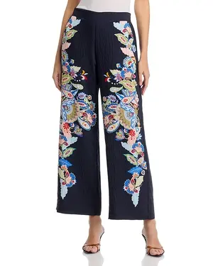 T Tahari Printed Pull On Pants - Daphne Garden