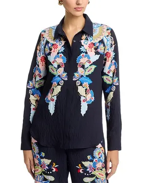 T Tahari Button Down Blouse - Daphne Garden