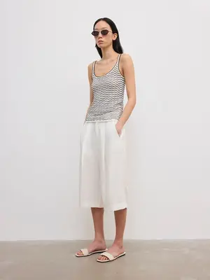 HOUSE OF DAGMAR Lace Knit Camisole Top - White Black