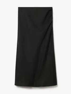 HOUSE OF DAGMAR Draped A-line Linen Blend Midi Skirt