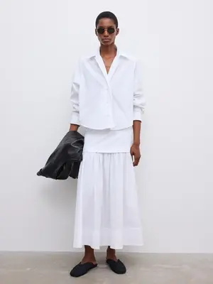 HOUSE OF DAGMAR Cropped Button-up Shirt - White
