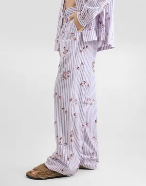 Dolce & Gabbana Cotton-silk Vanity Trousers With Embroidery