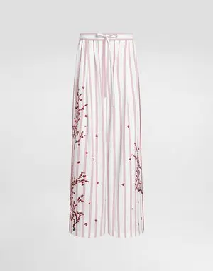 Dolce & Gabbana Poplin Trousers With Thread Floral Embroidery - Multicolor