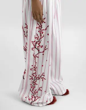 Dolce & Gabbana Poplin Trousers With Floral Embroidery - Multicolor