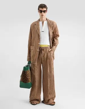 Dolce & Gabbana Crinkled Striped Fabric Shirt-style Vanity Robe
