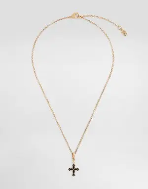 Dolce & Gabbana Necklace With Cross And Rhinestones - Gold