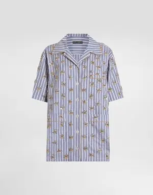Dolce & Gabbana Poplin Shirt With Flower Embroidery - Multicolor