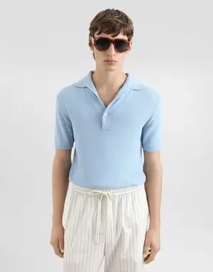 Dolce & Gabbana Smooth Knit Polo Shirt - Azure