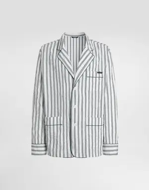 Dolce & Gabbana Crinkled Striped Poplin Vanity Robe - Multicolor