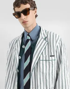 Dolce & Gabbana Crinkled Striped Poplin Vanity Robe