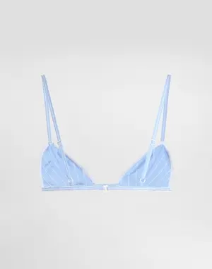 Dolce & Gabbana Striped Poplin Bra With Embroidery - Multicolor
