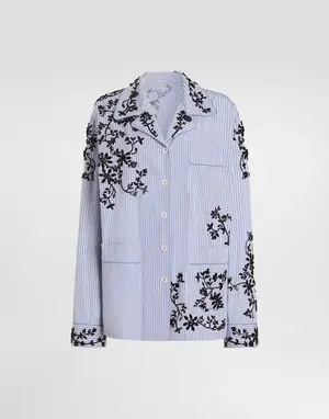 Dolce & Gabbana Cotton Vanity Shirt With Flowers Embroidery - Multicolor