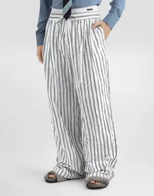 Dolce & Gabbana Striped Crinkled Poplin Trousers - Multicolor