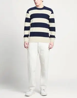 WOOL & CO Pointelle Knit Striped Cotton Sweater