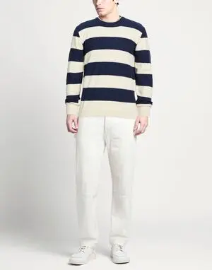 WOOL & CO Pointelle Knit Striped Cotton Sweater