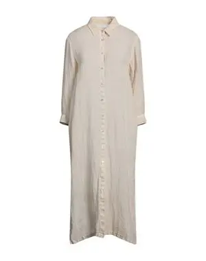 120% Lino Midi Dress Size Linen - Beige