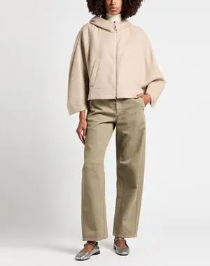 Max Mara Flannel Cape With Leather Trim
