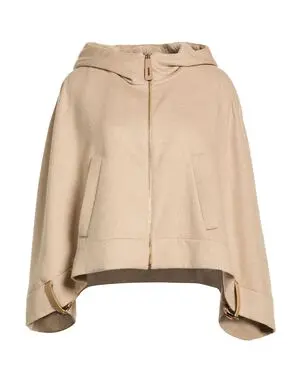 Max Mara Flannel Cape With Leather Trim