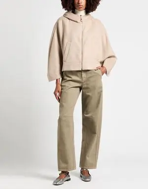 Max Mara Flannel Cape With Leather Trim