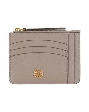 Tory Burch Cardholder Taupe Leather - Grey