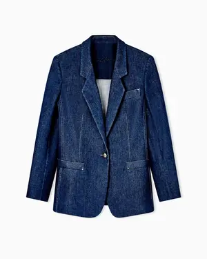 Giorgio Armani Denim Single-breasted Jacket In Stretch Cotton Denim Collection - Blue