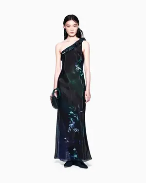 Giorgio Armani Long Dress In Printed Silk Organza