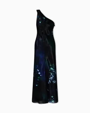 Giorgio Armani Long Dress In Printed Silk Organza