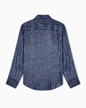 Giorgio Armani Denim-print Silk Shirt