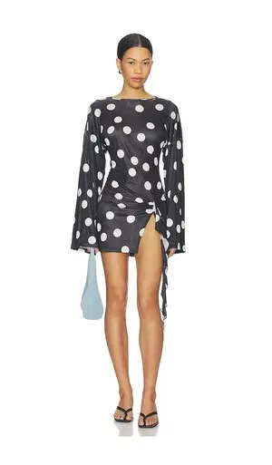 Lioness Cosmic Mini Dress In Black - Noir Polka