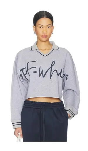 Off-White Script Polo Sweatshirt In Grey - Gray