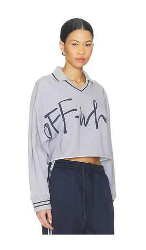 Off-White Script Polo Sweatshirt In Grey