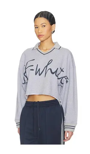 Off-White Script Polo Sweatshirt In Grey
