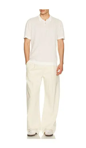 Rag & Bone Harvey Rib Polo In Beige - Chalk