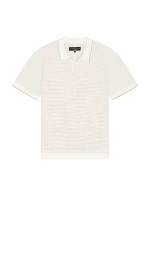 Rag & Bone Harvey Rib Polo In Beige - Chalk