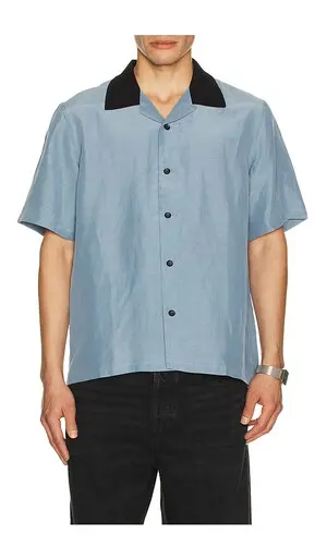 Rag & Bone Avery Slub Shirt In Baby Blue - Light Blue