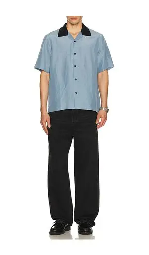 Rag & Bone Avery Slub Shirt In Baby Blue - Light Blue