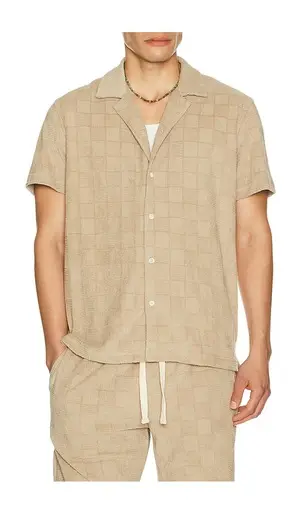 Rails Maverick Camp Collared Shirt In Beige - Grange Craft Paper
