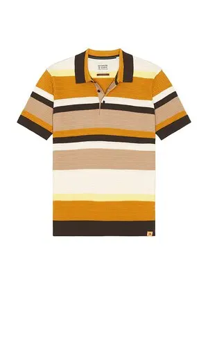 Scotch & Soda Structured Striped Knitted Polo In Brown - Medium Brown