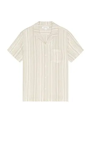 VINTAGE SUMMER Basket Weave Camp Shirt In White