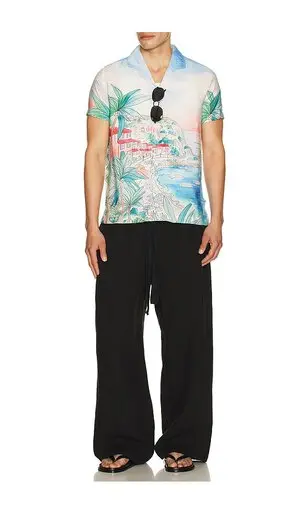VINTAGE SUMMER Textured Camp Shirt In Multi