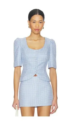 Amanda Uprichard Phoebe Top In Baby Blue - Atlantic & Ivory