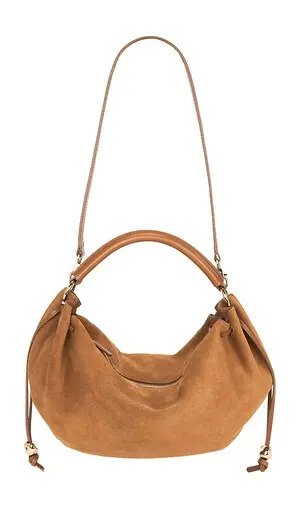 Madewell Gathered Shoulder Bag In Brown - Aged Cognac Suede