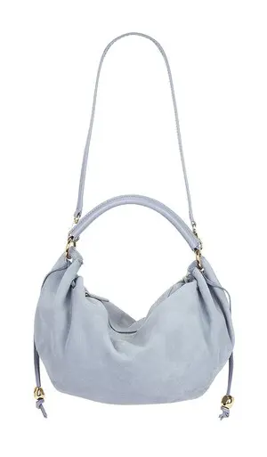 Madewell Gathered Shoulder Bag In Baby Blue - Serene Blue Suede