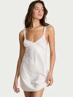 Victoria's Secret Very Sexy Gradient Shine Strap Satin Slip Dress - White,ivory