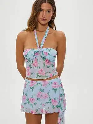 Victoria's Secret Frankies Bikinis Maribel Chiffon Halter Top - Floral