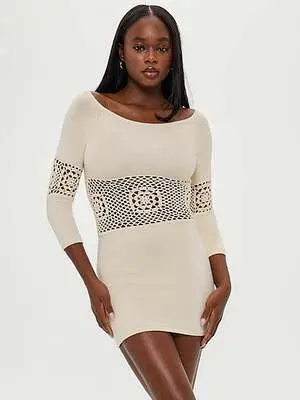 Victoria's Secret Frankies Bikinis Festival Cloud Knit Mini Dress - White,ivory
