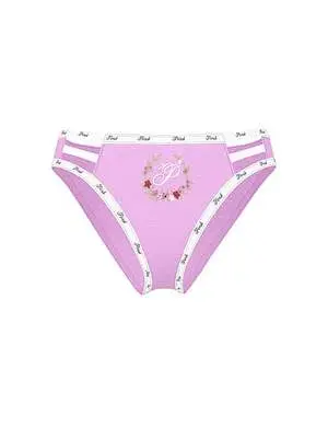 Pink Cotton Logo Strappy Cheeky - Purple