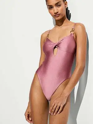 Victoria's Secret Swim Glam Rings Twist One-piece Swimsuit - Pink