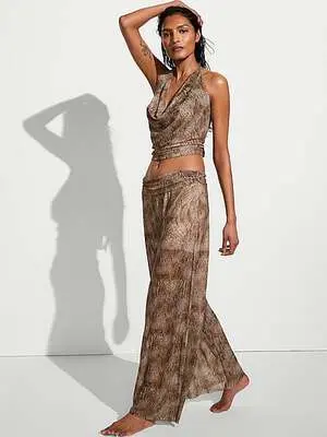 Victoria's Secret Swim Beachwear Mesh Foldover Pants - Print