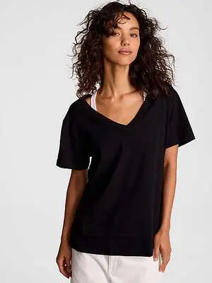 Pink Campus Cotton™ V-neck Tee - Black